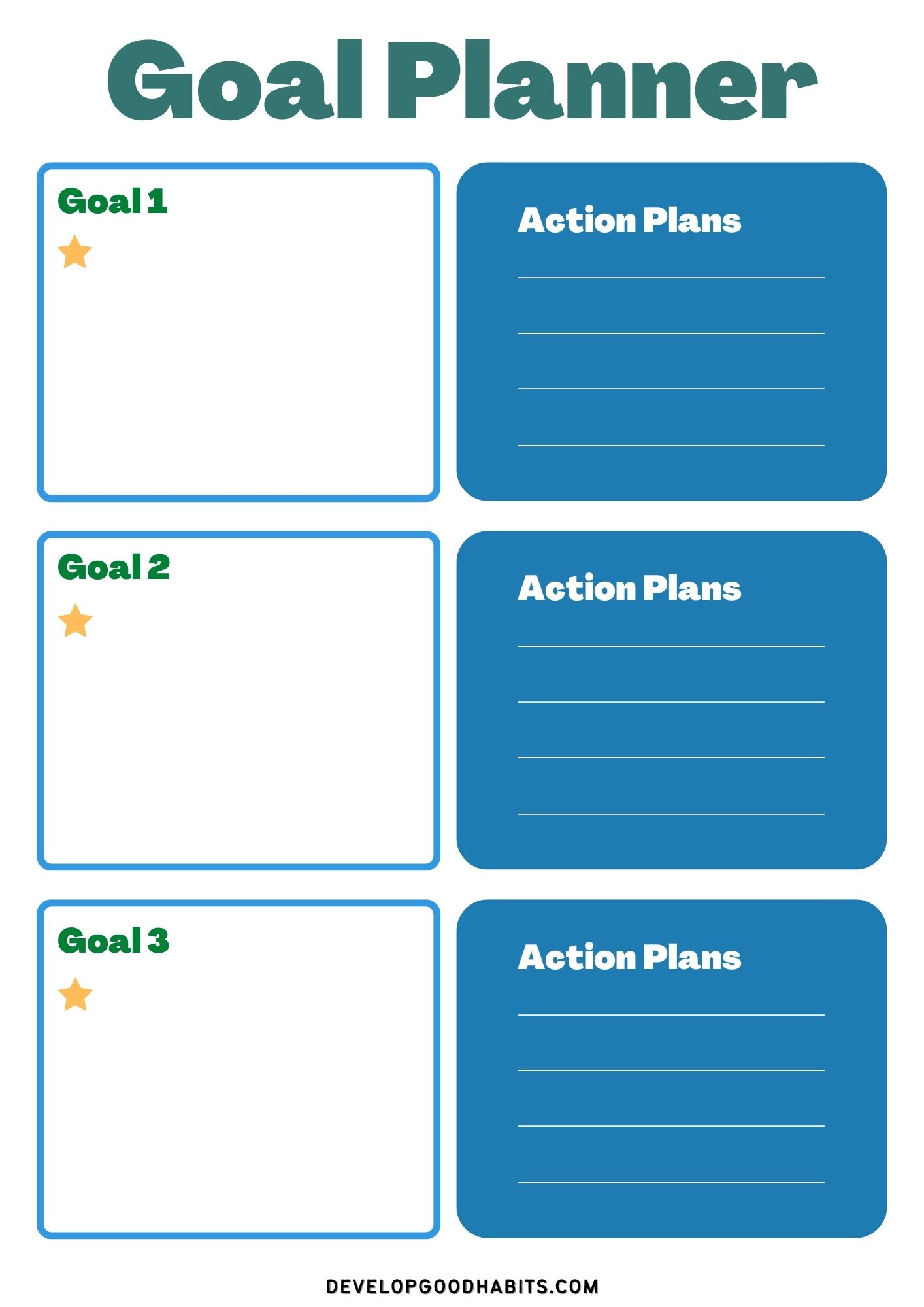 20 Goal Setting & Tracking Printables for 2024 | Develop Good Habits