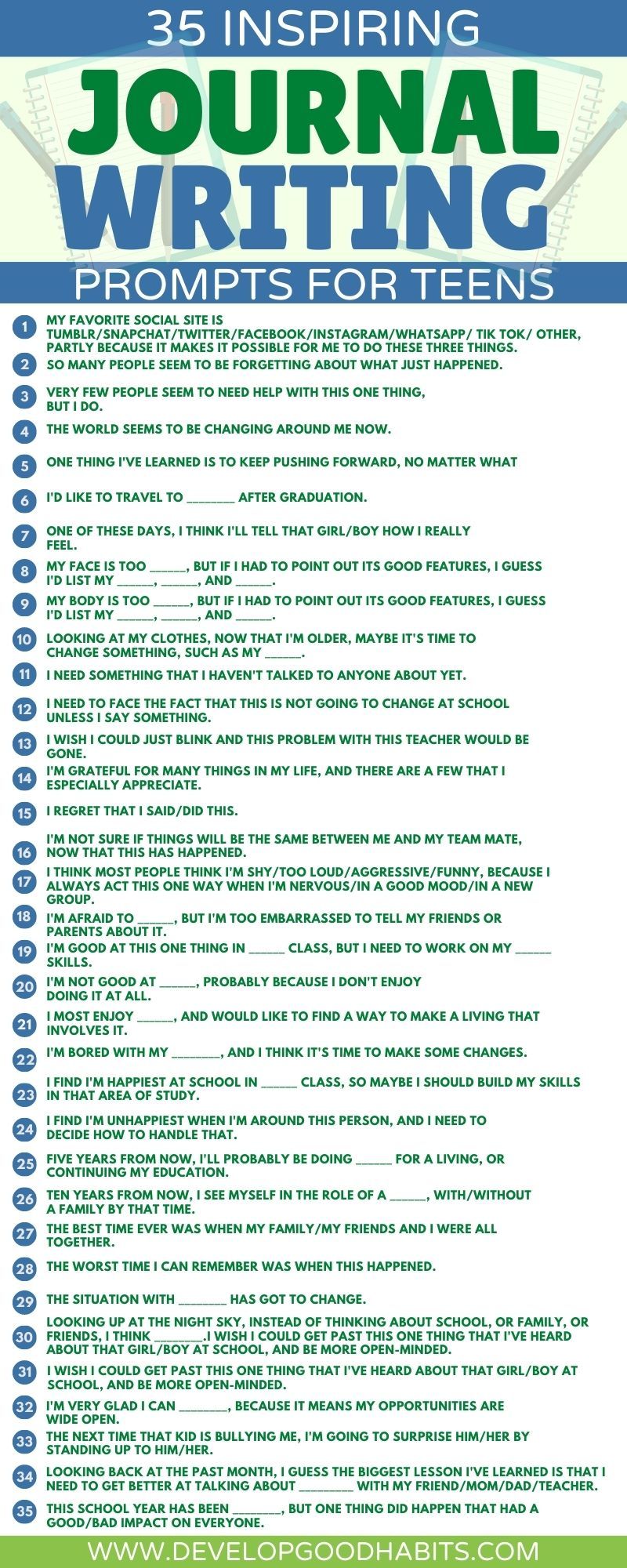 71 Journal Writing Prompts and Topics for Teens | Develop Good Habits