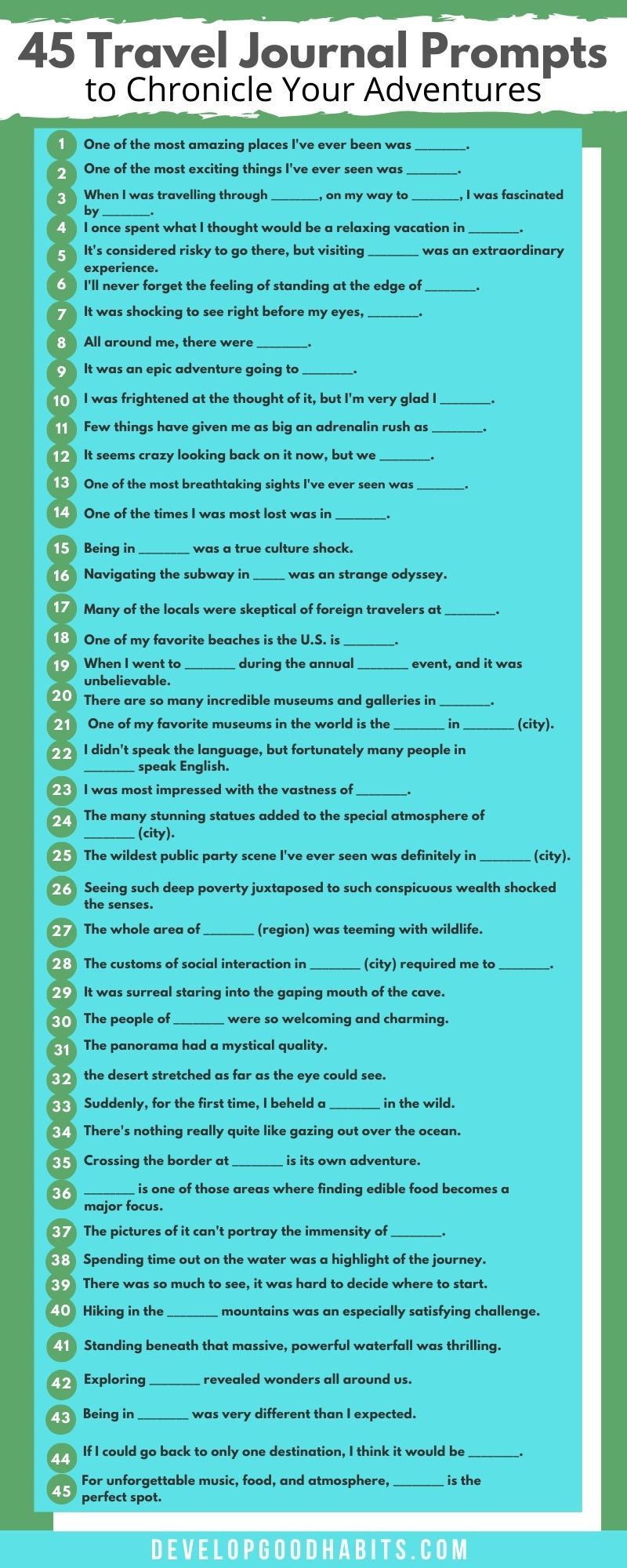 45 Travel Journal Prompts to Chronicle Your Adventures | Develop Good ...