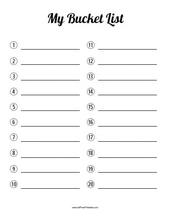 20 Printable Bucket List Templates for Life Goals