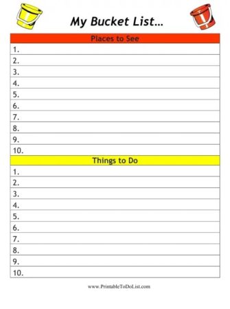23 Printable Bucket List Templates for Your Dream Goals | Develop Good ...