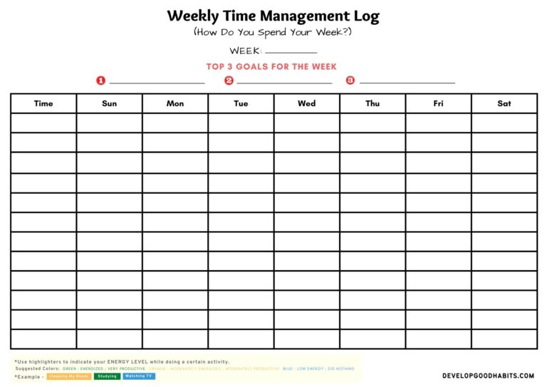 12 Time Management Worksheet for Students & Adults | Develop Good Habits