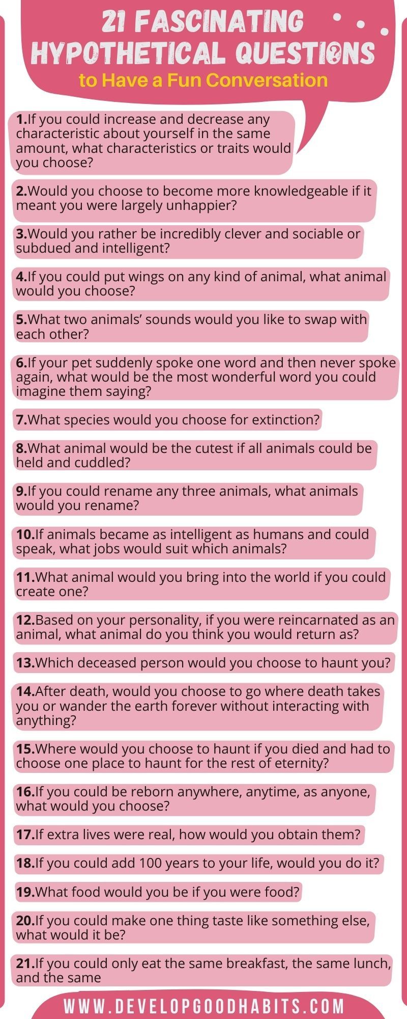 135 Hypothetical Questions to Have a Fun Conversation | Develop Good Habits