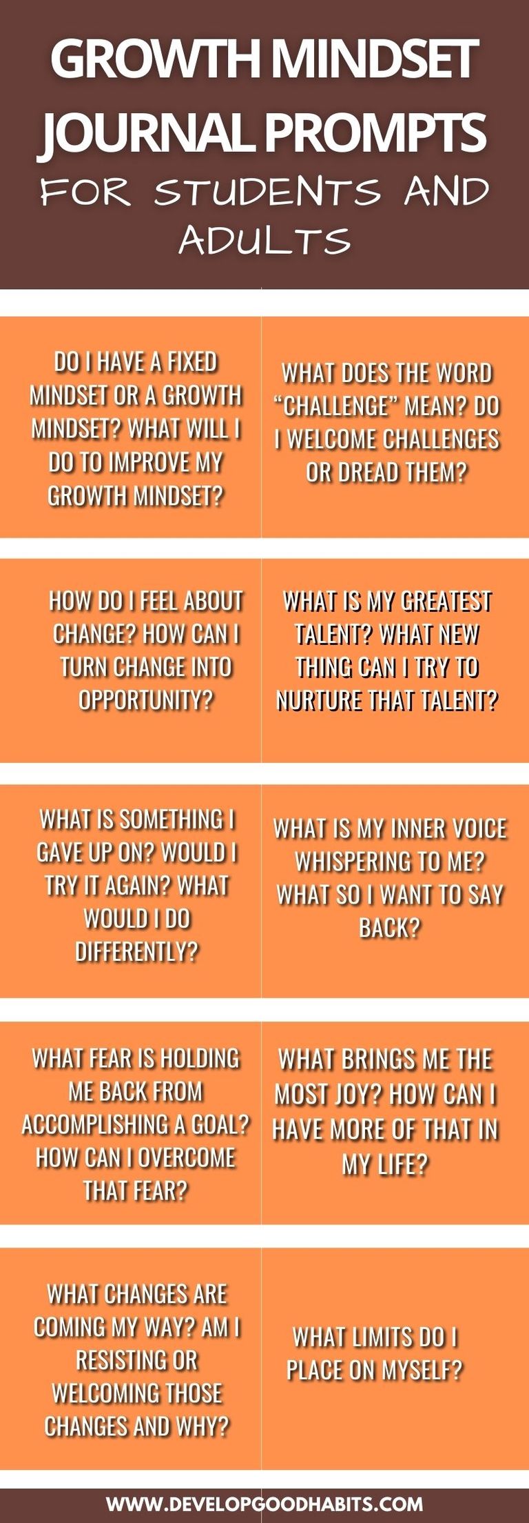 55 Growth Mindset Journal Prompts for Students and Adults | Develop ...