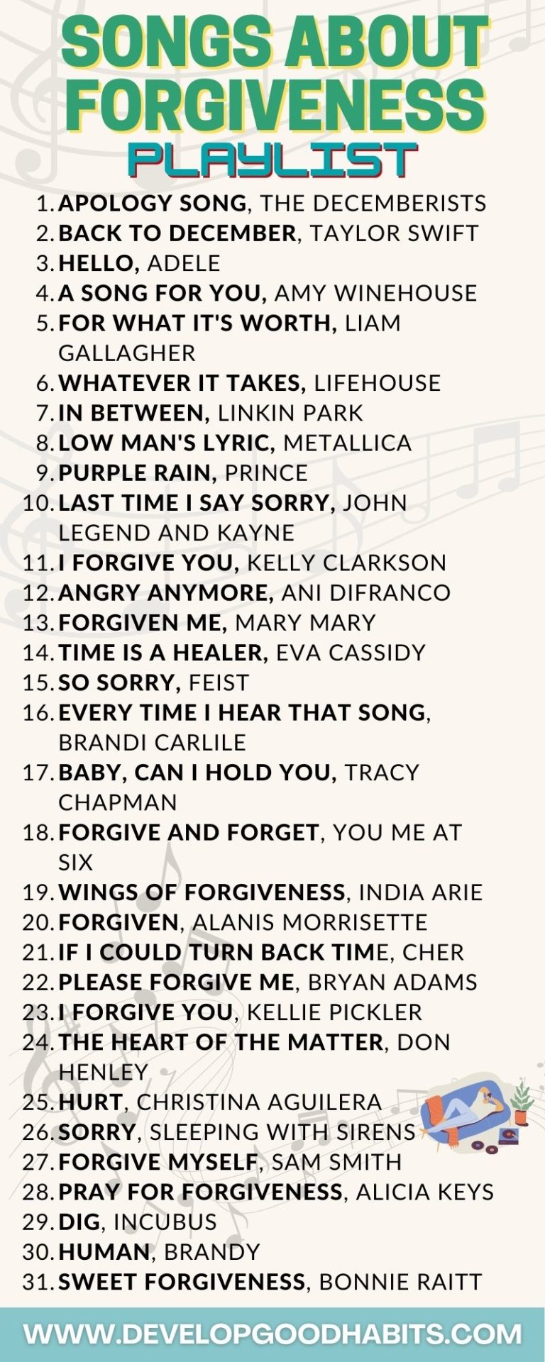 31 Songs About Forgiveness and Saying You're Sorry