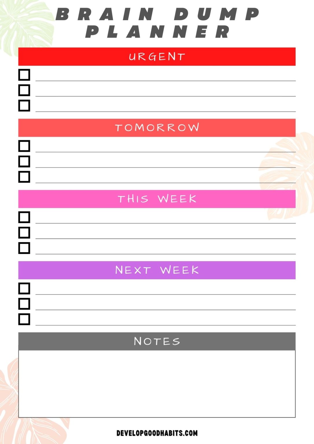 15 Printable Brain Dump Worksheets for Your Best Ideas