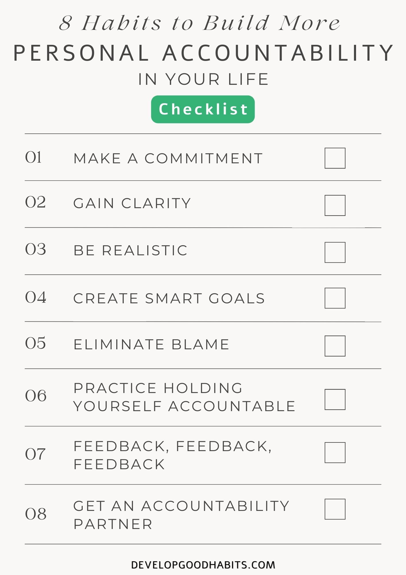 Boost Personal Growth with 11 Accountability Worksheets | Develop Good ...