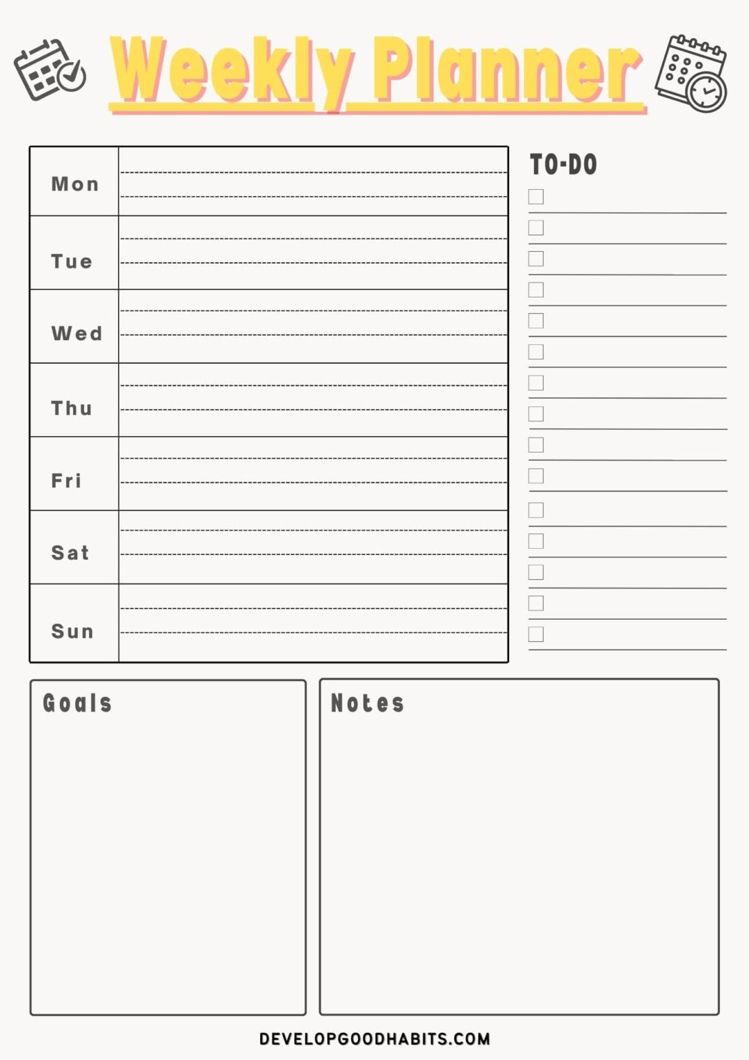 35 Free Weekly Planner Template Printables for 2023