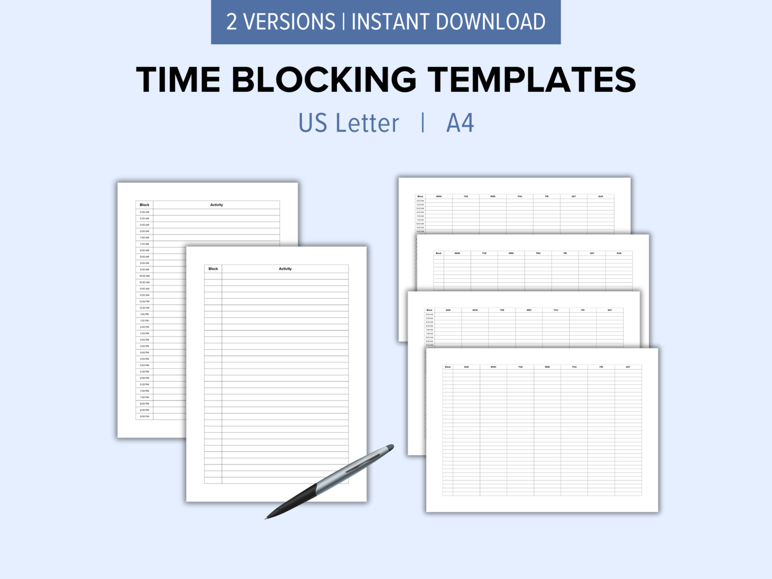 32 Printable Time Blocking Templates to Organize Your Life