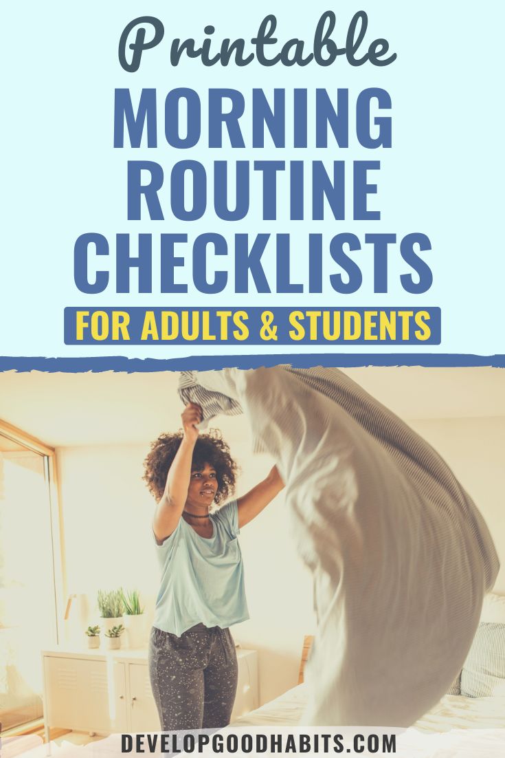 12 Printable Morning Routine Checklists for Adults & Students | Develop ...