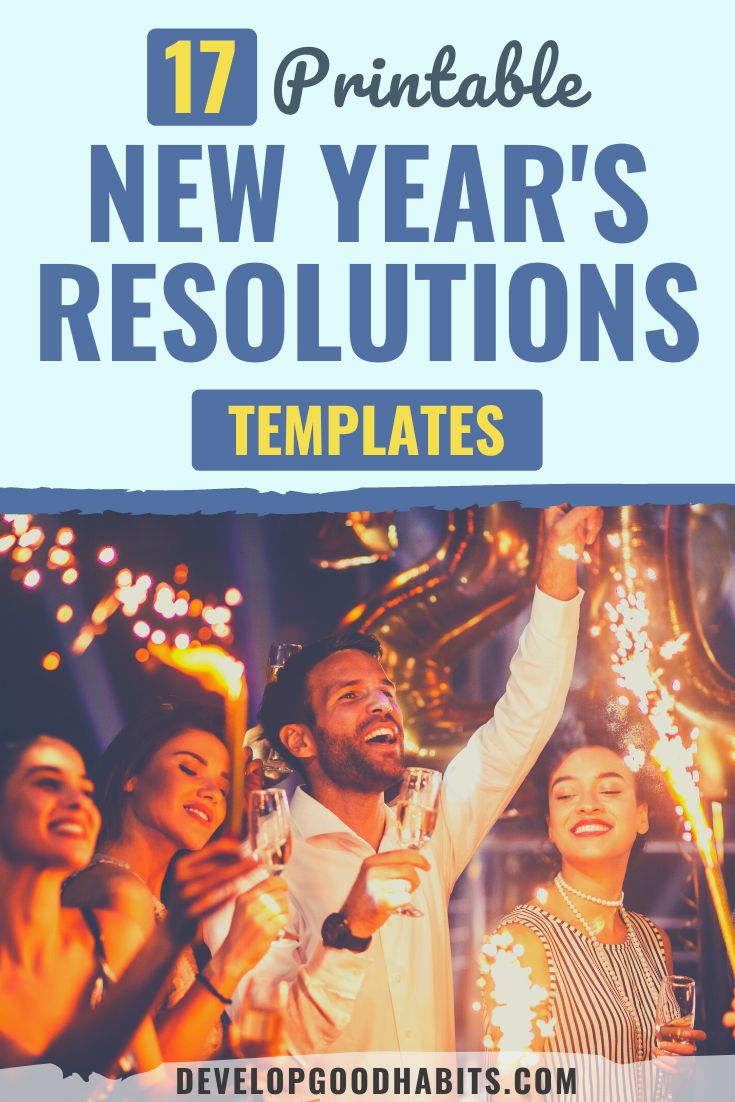 17 Printable New Year’s Resolutions Templates for 2024 | Develop Good ...